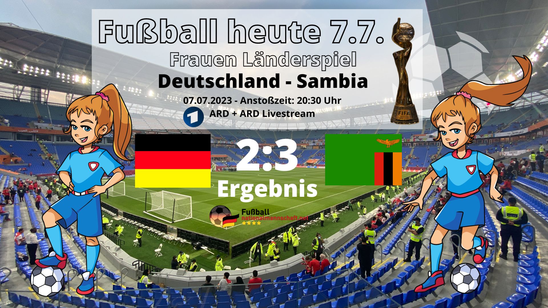 Frauenfußball heute Ergebnis *2:3* Länderspiel Deutschland gegen Sambia * Frauen WM 2023 ...