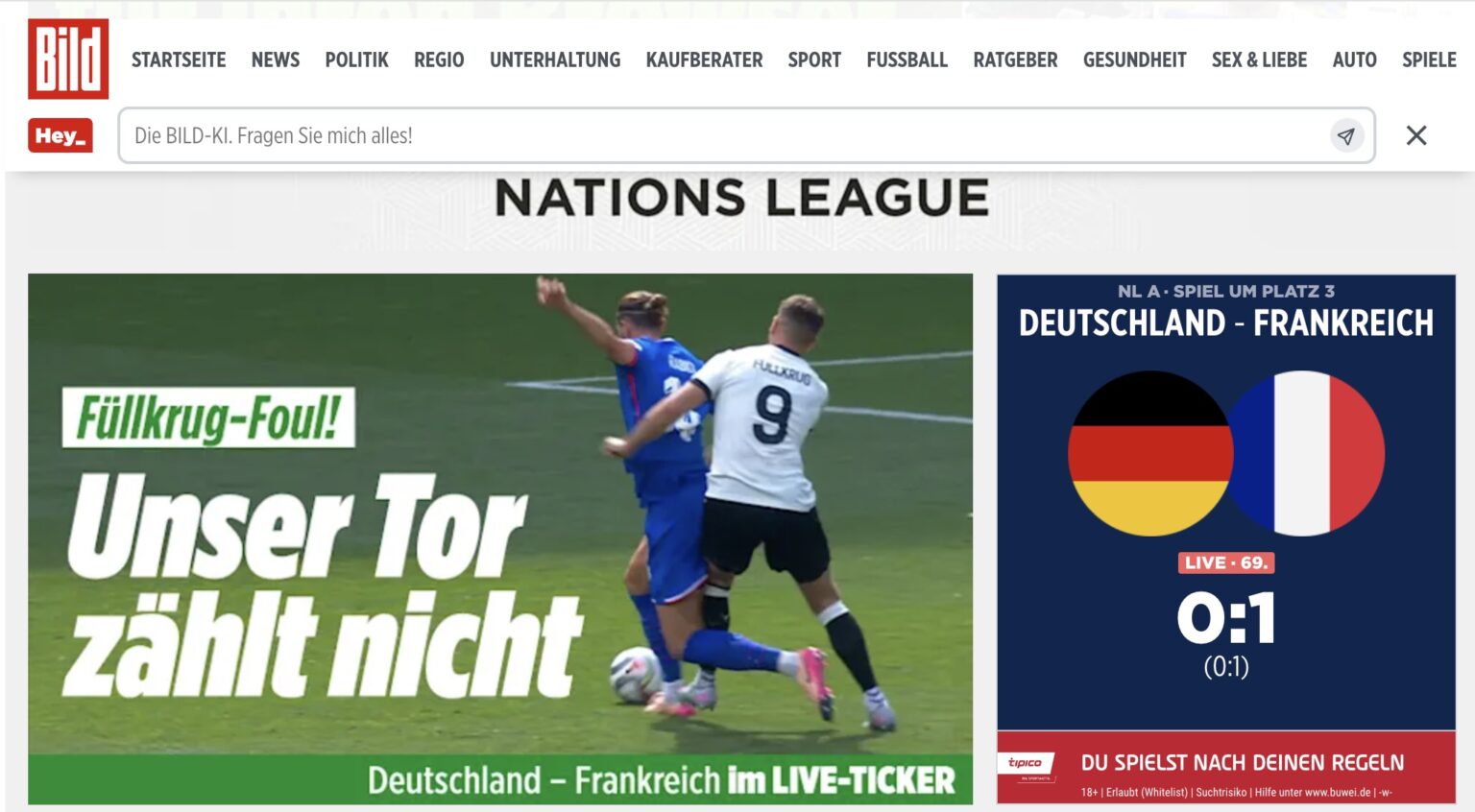 Länderspiel Pressestimmen - Fußball heute Ergebnis: Deutschland verliert 0:2 gegen Frankreich