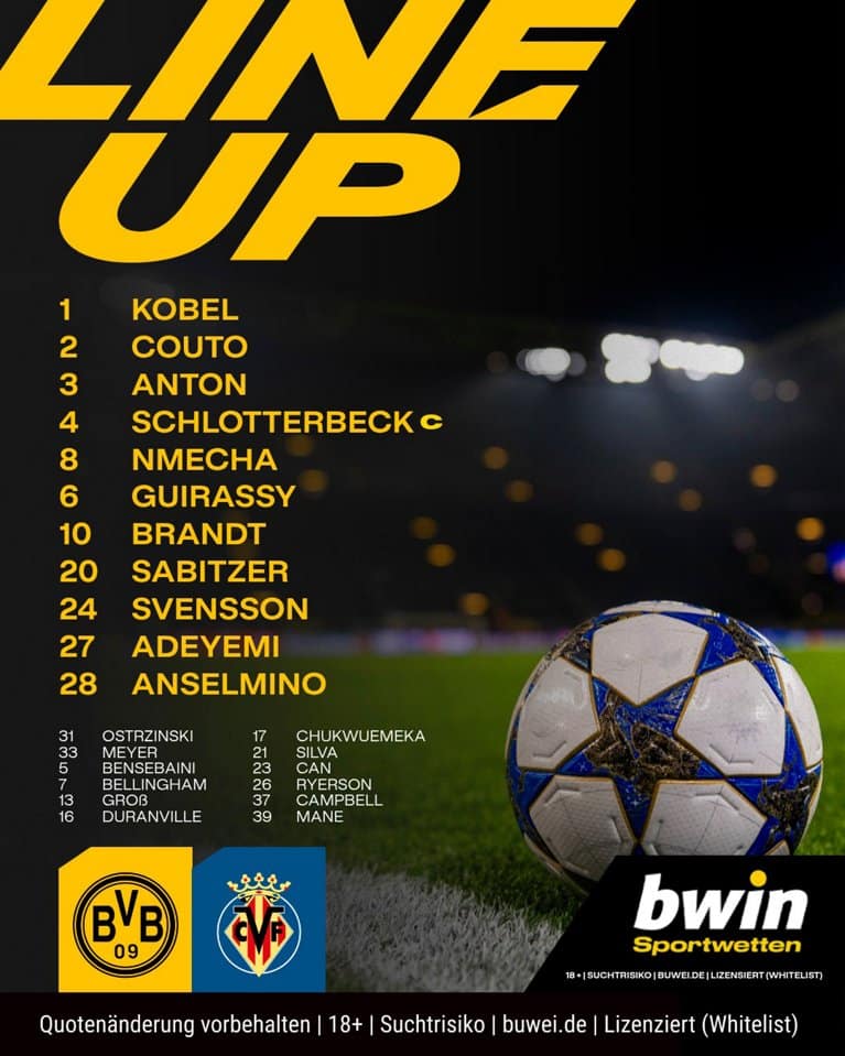 Fußball heute Aufstellungen 3:0 Wer zeigt BVB gegen Villarreal heute im ...
