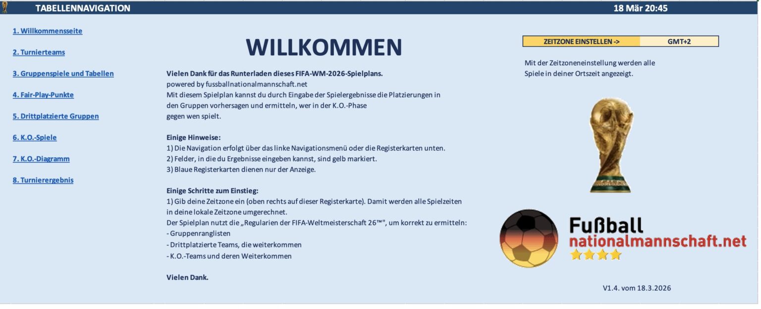 WM 2026 Spielplan Excel – jetzt kostenlos downloaden & automatisch ...