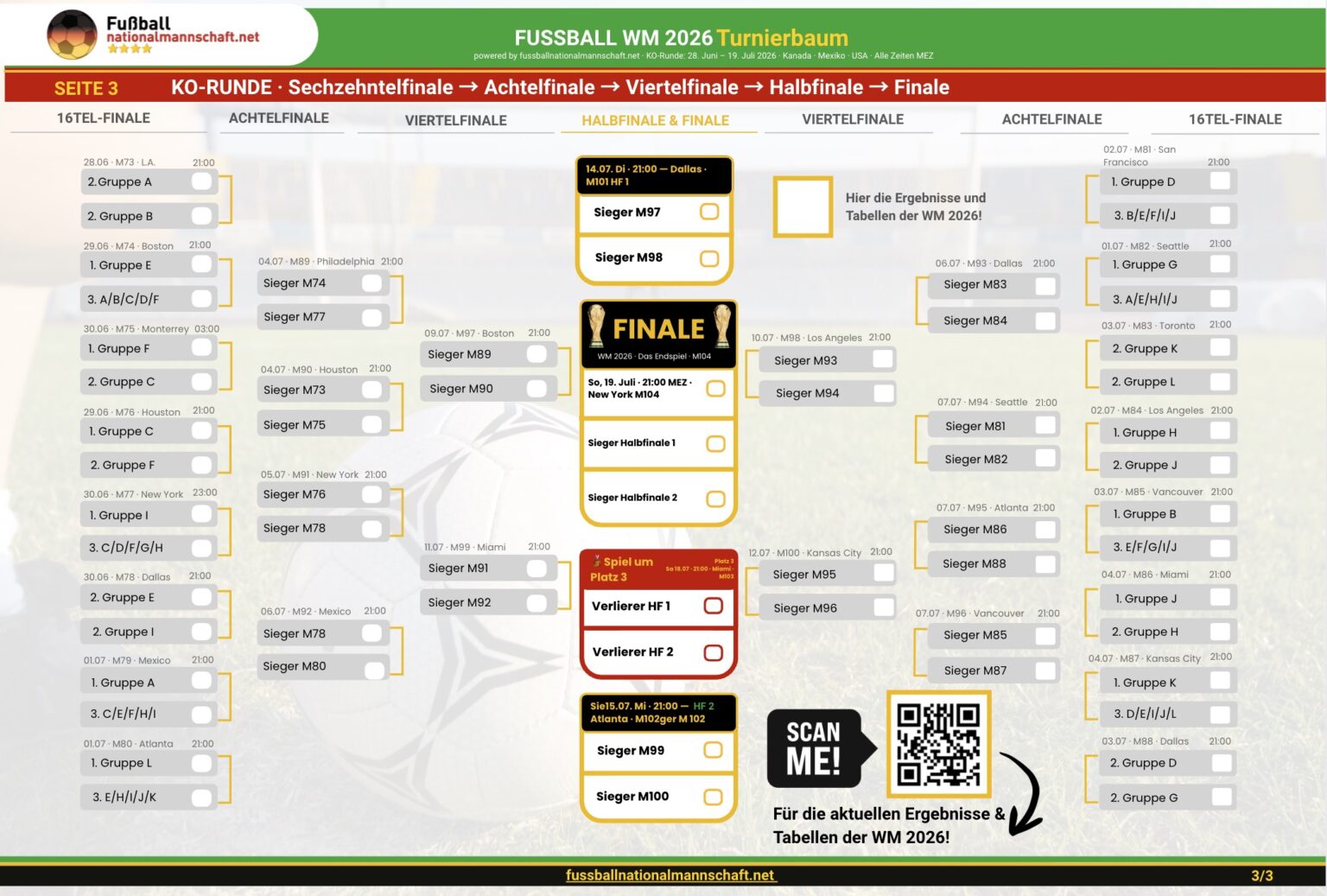 Fußball WM 2026 Spielplan als ical, Excel, PDF zum Download & Ausdruck