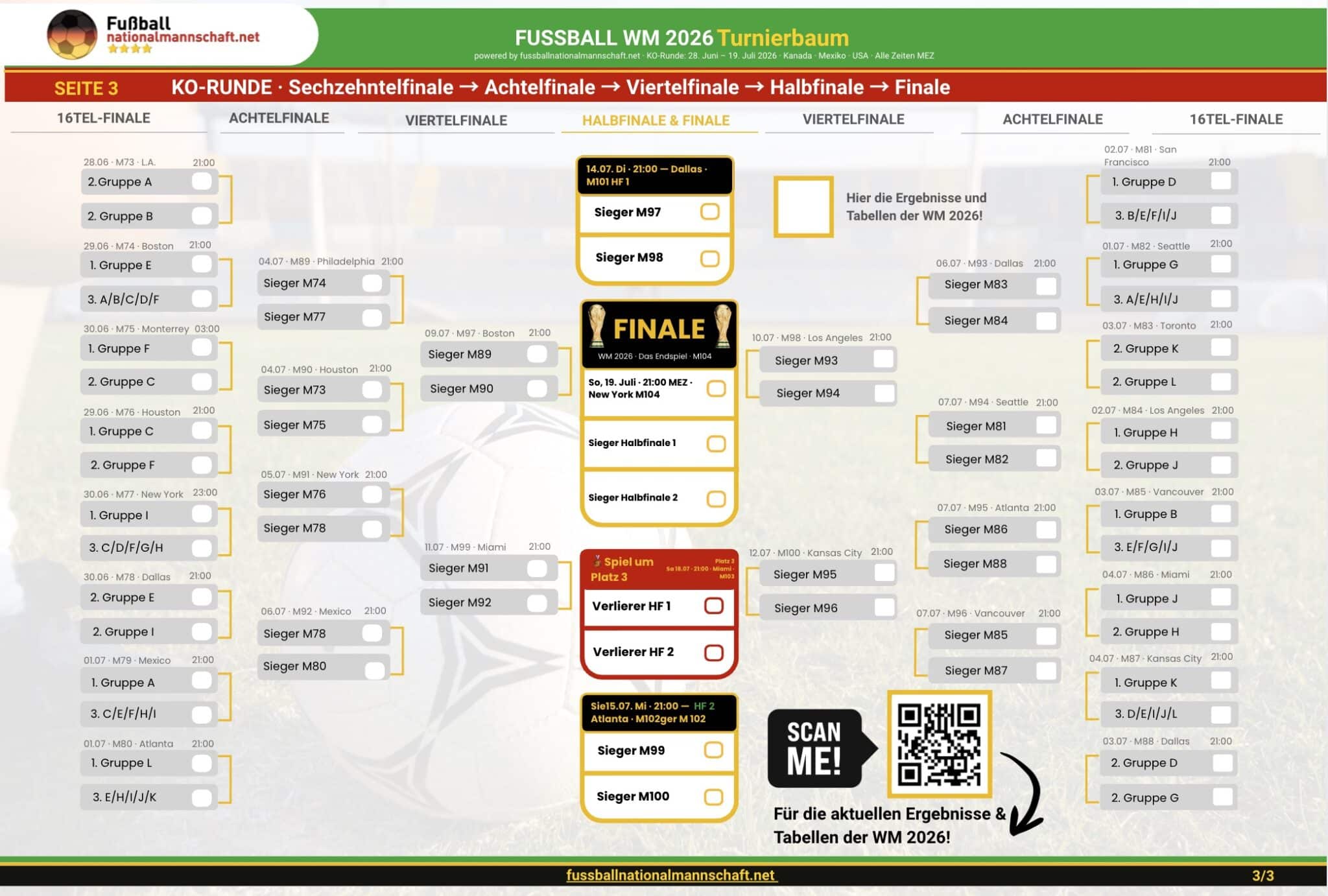 Der beste PDF Fußball WM 2026 Spielplan & Turnierbaum als PDF zum ...