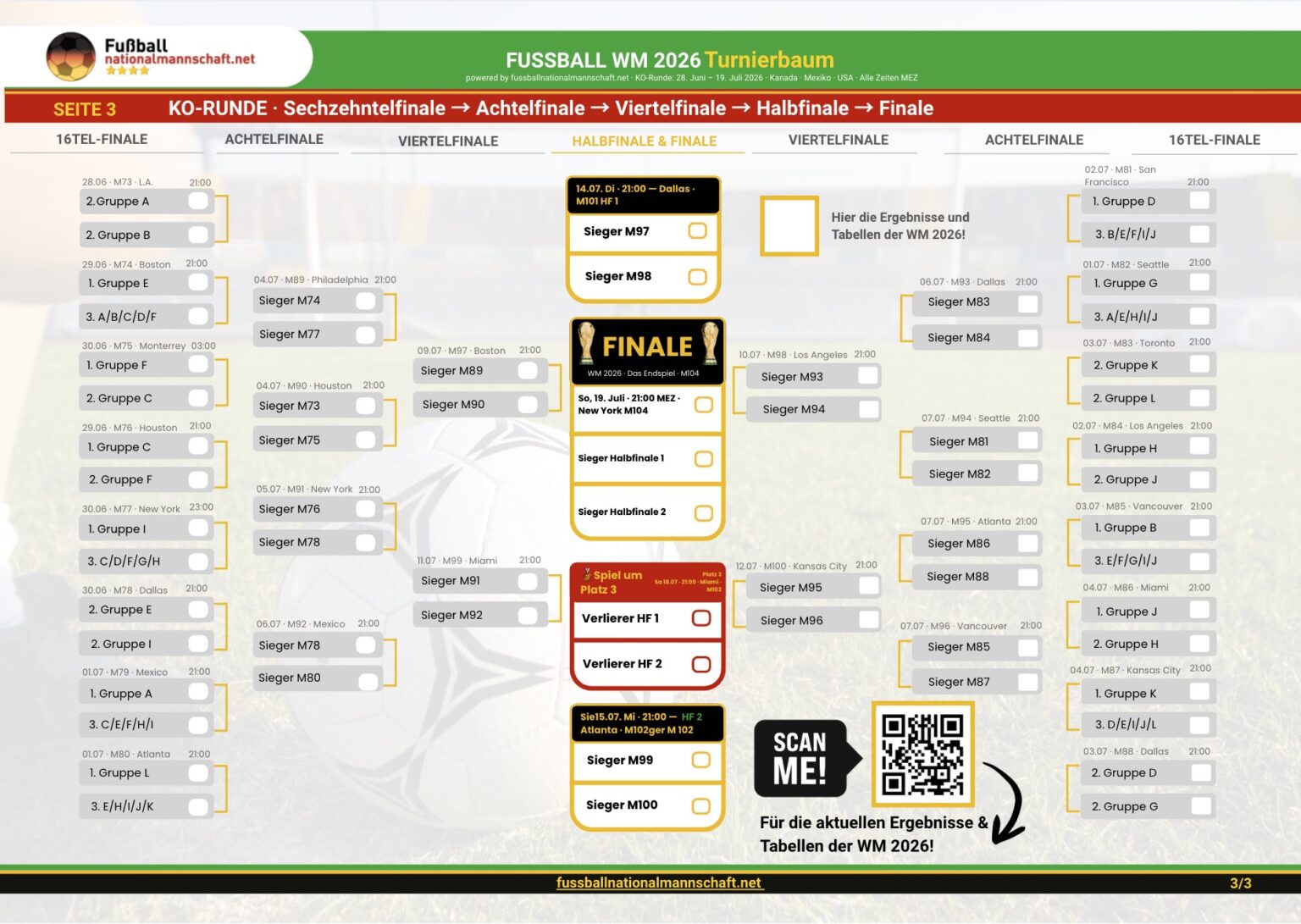 Fußball WM 2026 Spielplan als ical, Excel, PDF zum Download & Ausdruck